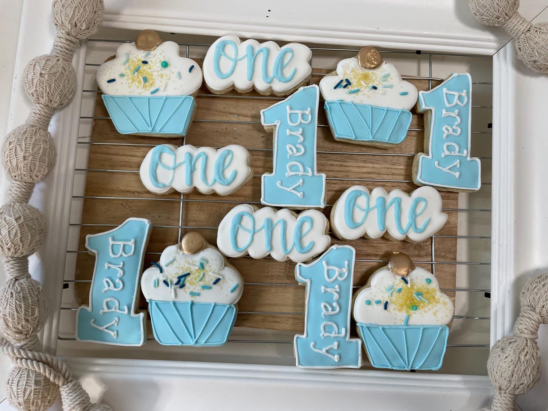 1 Doz First Birthday Cookies*cupcake Party *birthday Boy Cookies*first ...