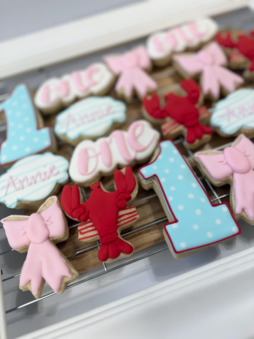 Crawfish First Birthday Sugar Cookies | Little Miss Mudbug, Pink Bows ...