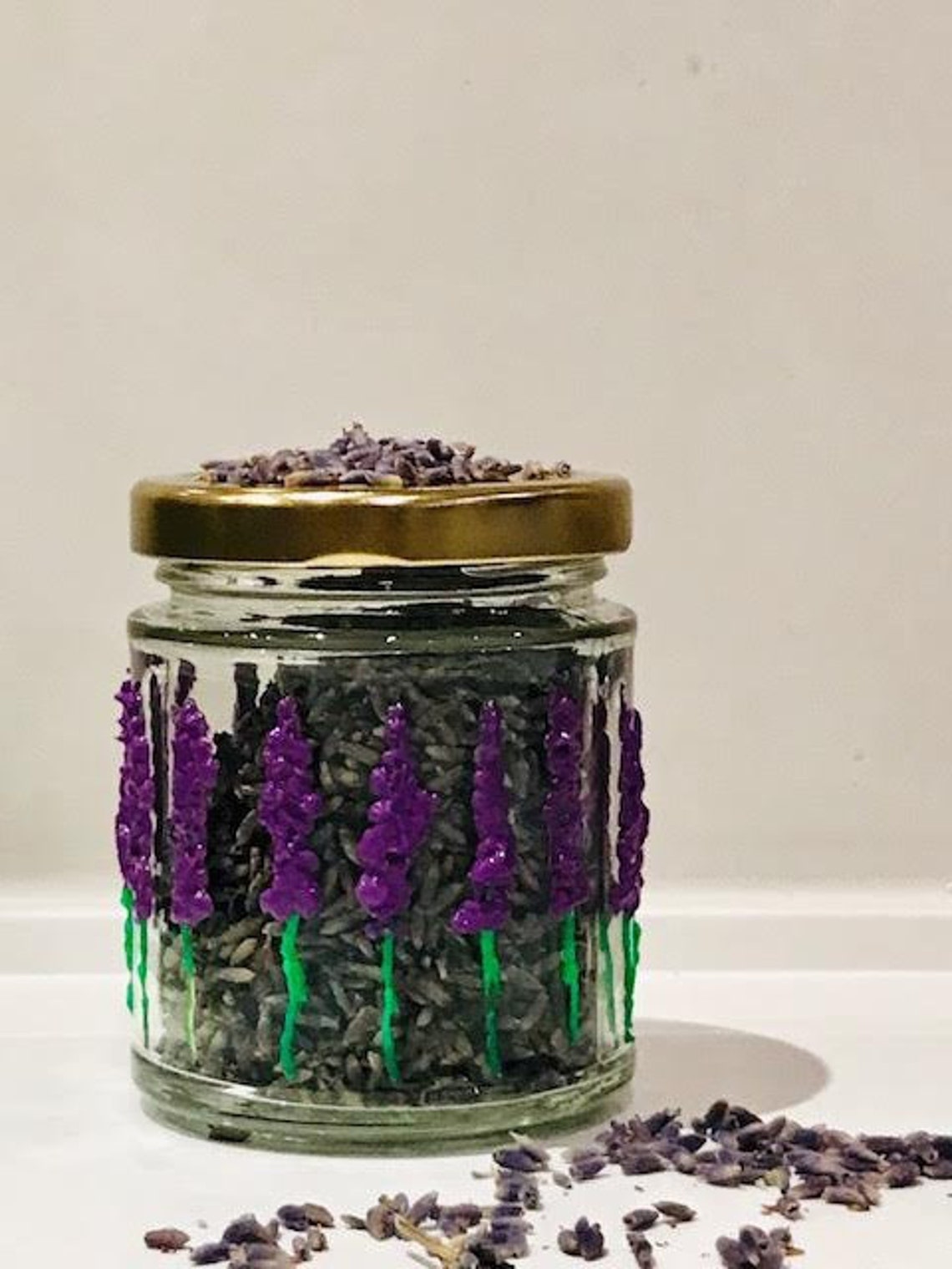 Hand Painted Lavender Filled Jar - Etsy