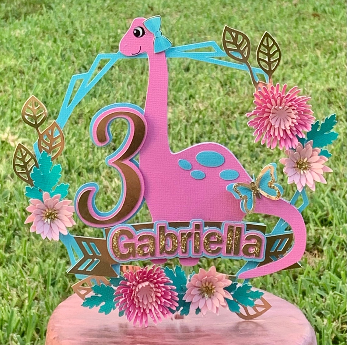 Girl Dinosaur Cake Topper. Dinosaur Birthday Party Ideas. - Etsy