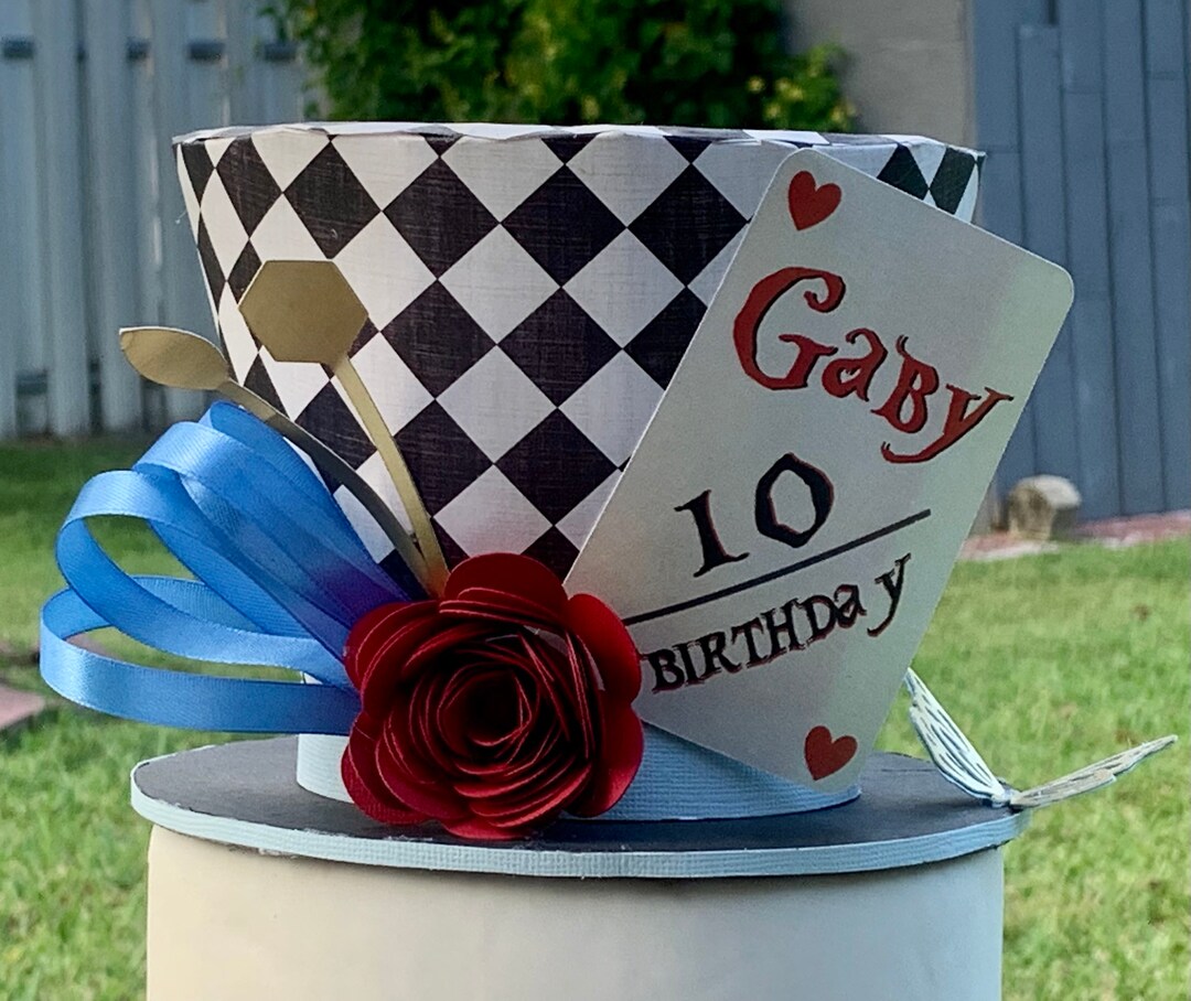 Alice in Wonderland Cake Topper. Mad Hatter Cake Topper . Personalized ...