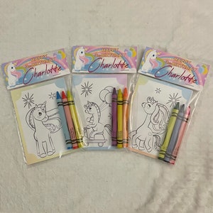 Personalized Unicorn Coloring Kit Party Favors: Custom Crayons & Pages ...