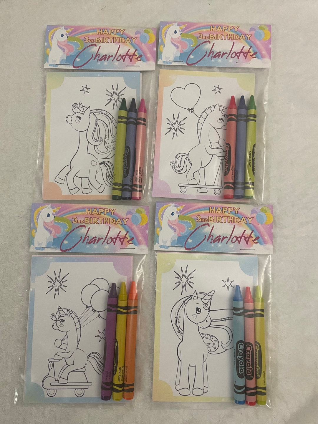 Personalized Unicorn Coloring Kit Party Favors: Custom Crayons & Pages ...