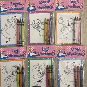 Personalized Alice in Wonderland Party Favor Coloring Kit. Coloring ...