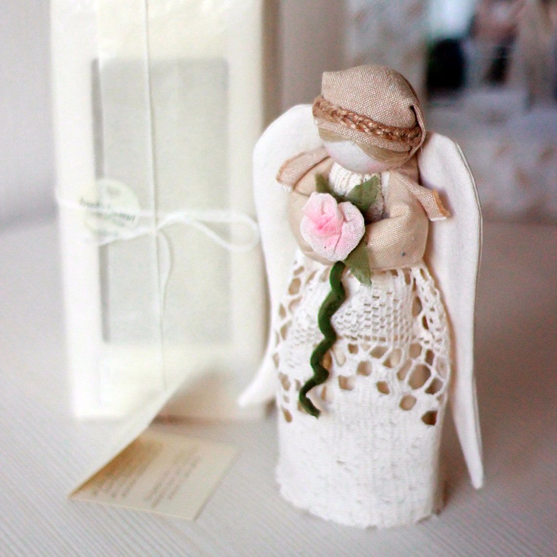 Guardian Angel Figurine Vintage Lace Doll Linen Doll Motanka | Etsy