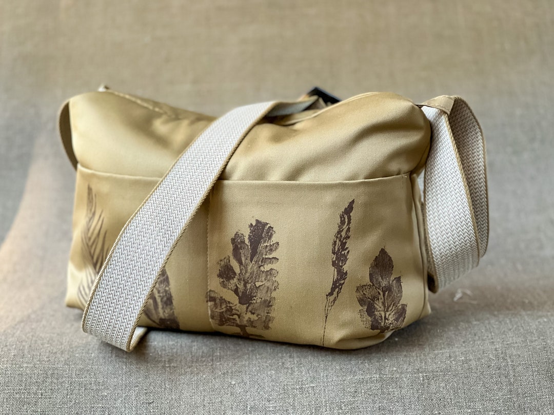 Cotton Olive Shoulder Bag Featuring Genuine Plant Eco-printing - Etsy