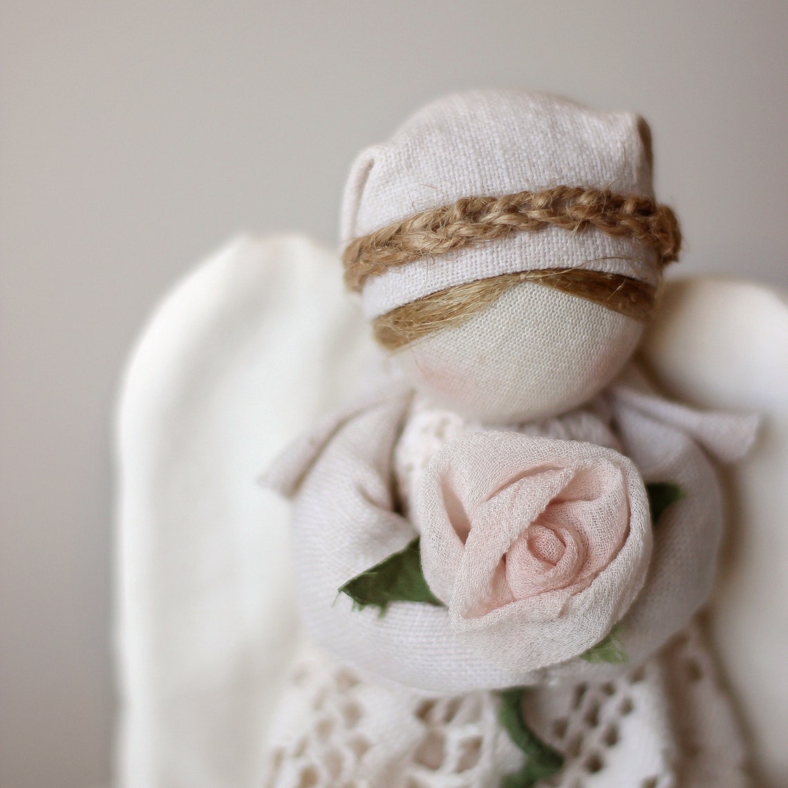 Guardian Angel Figurine Vintage Lace Doll Linen Doll Motanka - Etsy