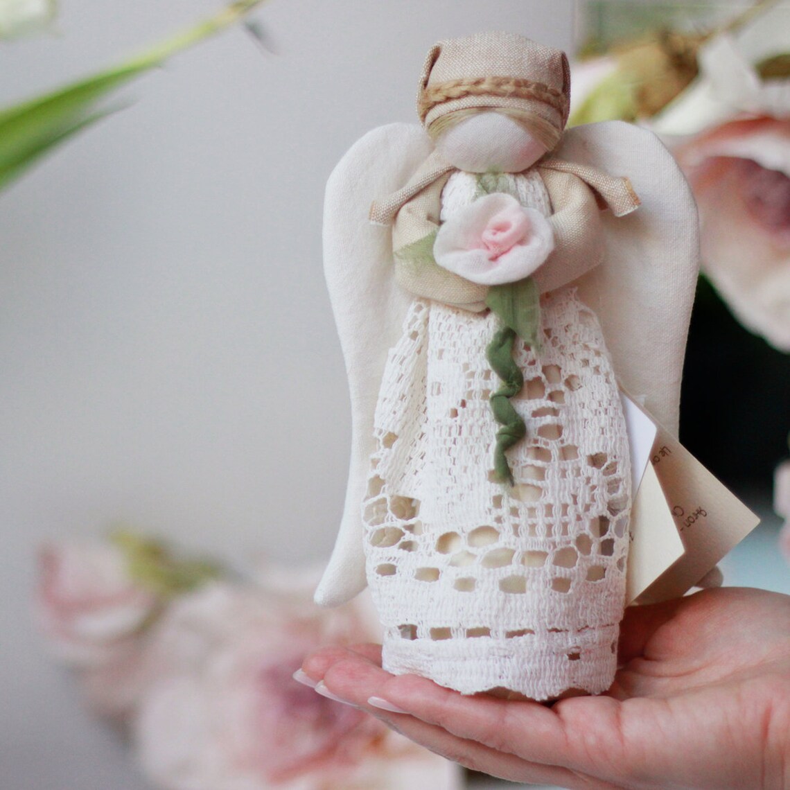 Guardian Angel Figurine Vintage Lace Doll Linen Doll Motanka | Etsy