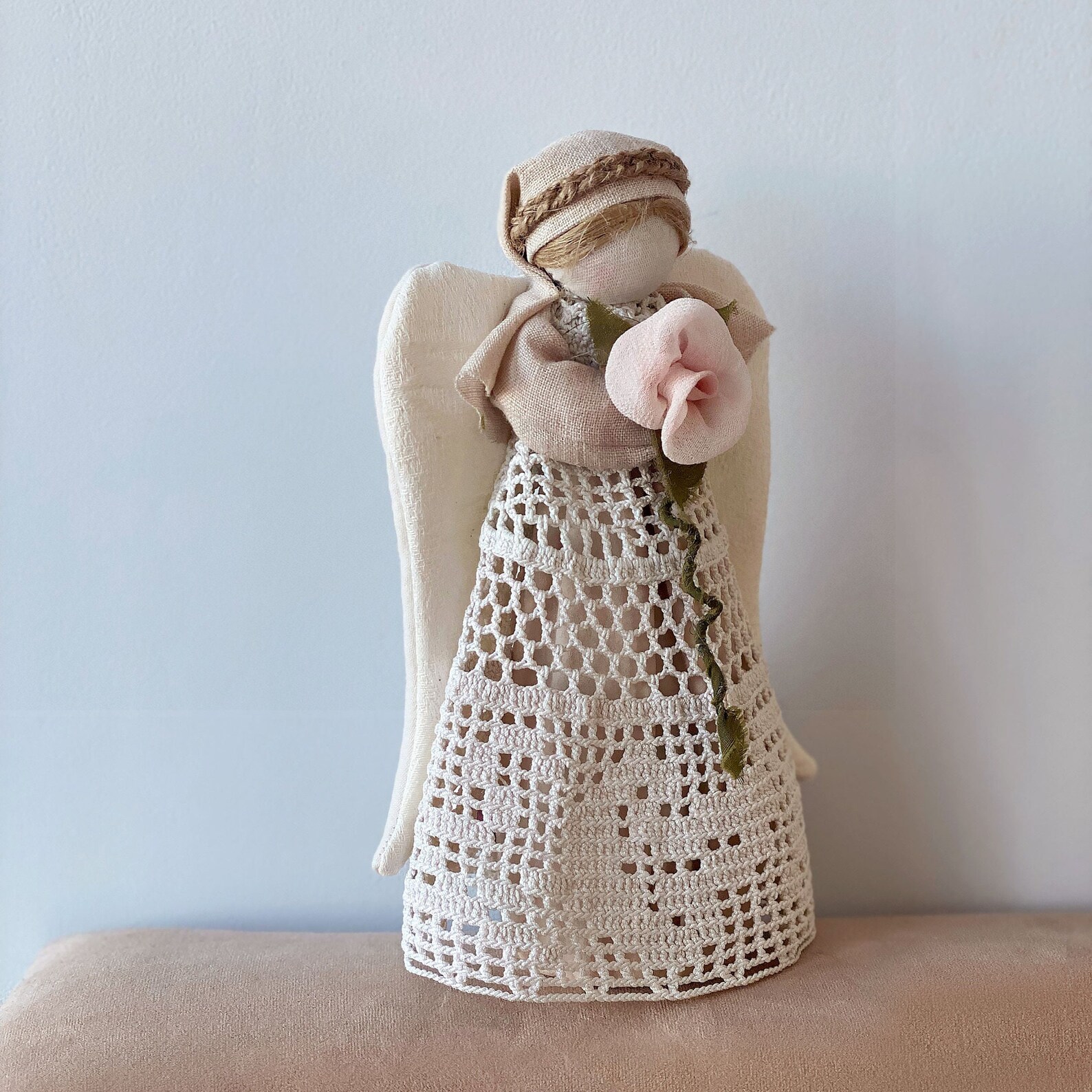 Guardian Angel Figurine Vintage Lace Doll Linen Doll Motanka - Etsy