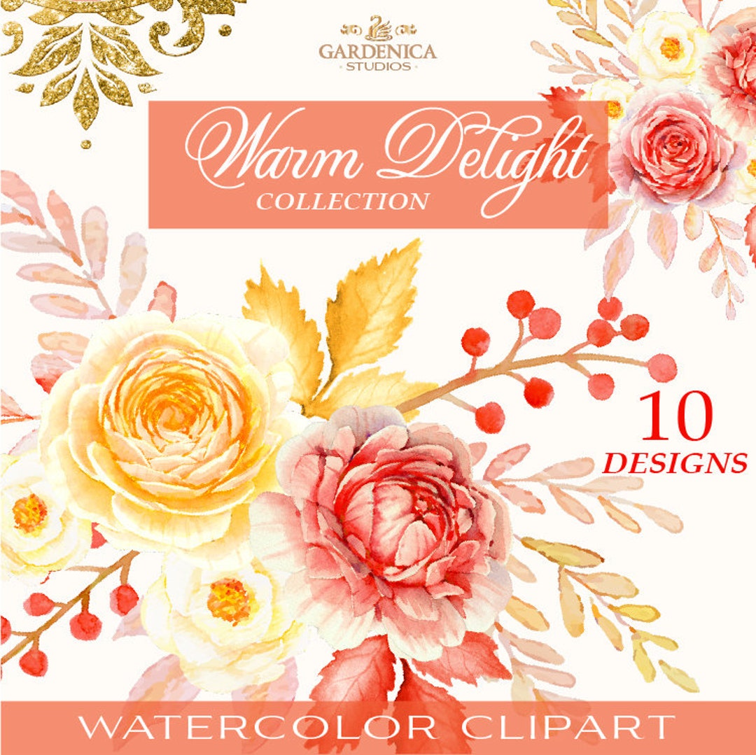 Clipart de fleur rouge Clipart de fleur jaune Clipart de - Etsy France