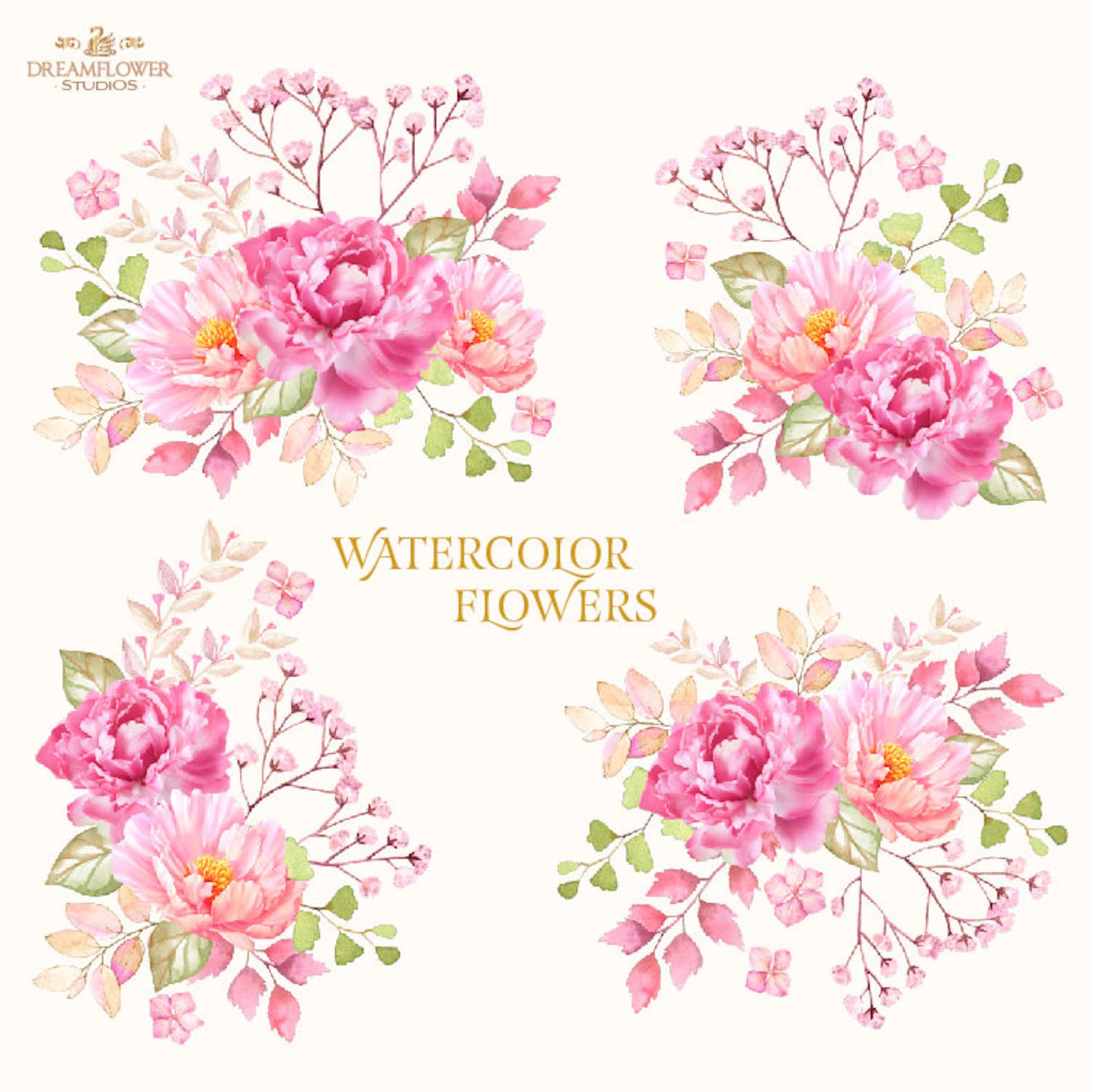 Peonies Clipart Peonies Watercolor Clipart Watercolor | Etsy