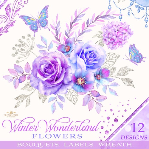 Floral Bouquets Clipart Pink Flowers Watercolor Flower - Etsy