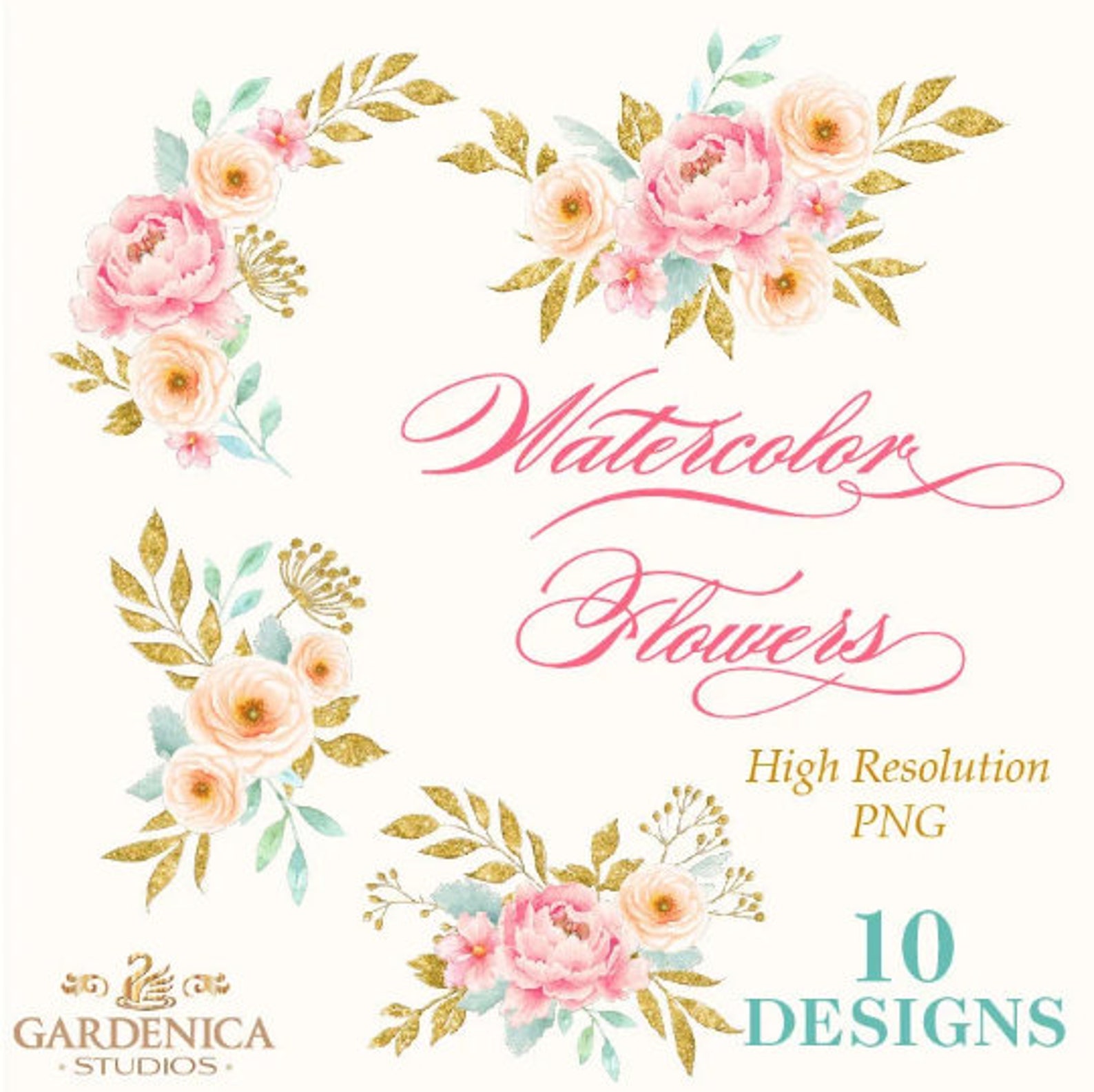 Blush Pink Roses Clipart Watercolor Flower Clipart Digital - Etsy