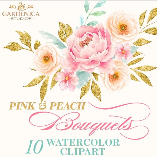 Blush Pink Roses Clipart Watercolor Flower Clipart Digital - Etsy