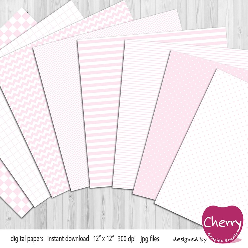 Baby Pink and White Digital Paper, Baby Pink Pattern, Pink Digital ...