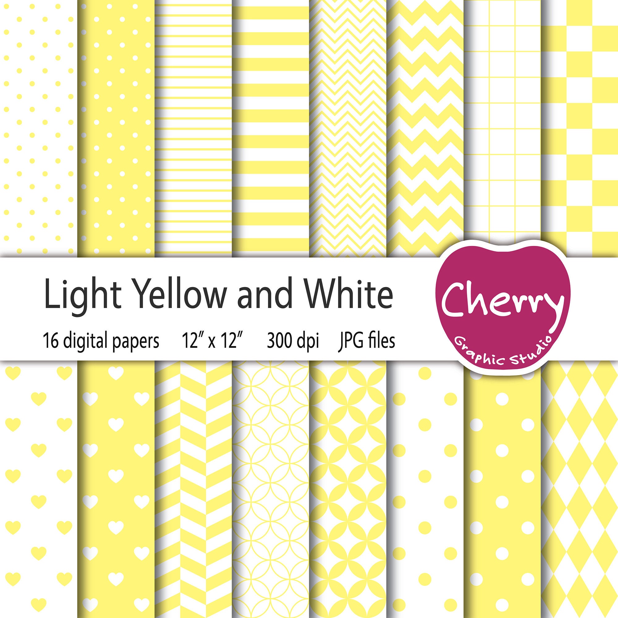Light Yellow and White Digital Paper, Yellow Pattern, Yellow Digital ...