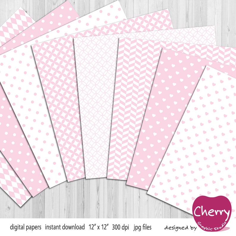 Light Pink and White Digital Paper, Light Pink Pattern, Pink Digital ...