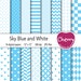 Sky Blue and White Digital Paper, Sky Blue Pattern, Blue Paper Pack ...