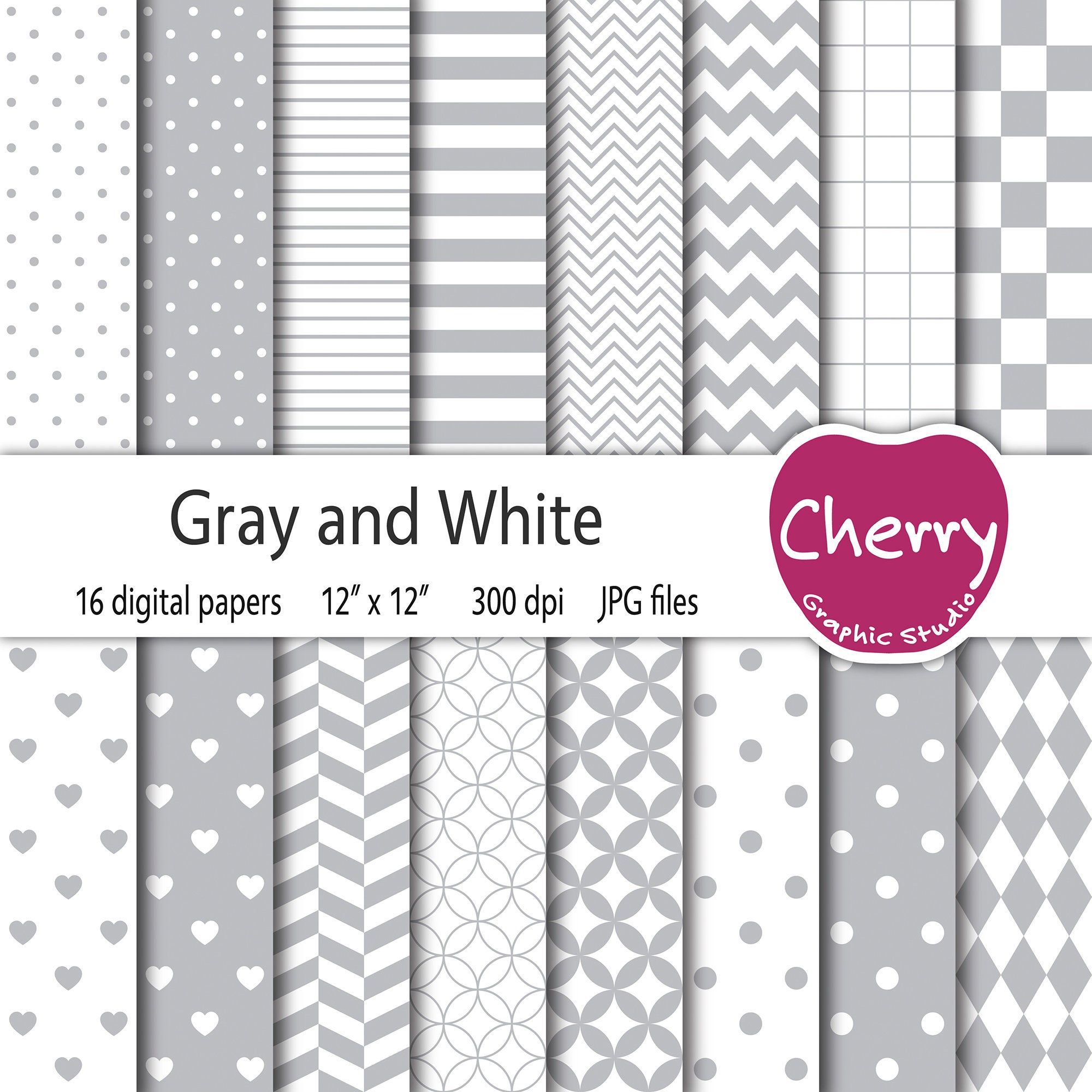 Gray and White Digital Paper, Gray and White Pattern, Gray Digital ...