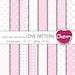 Light Pink and White Love Digital Paper, Love Pattern, Love & Heart ...