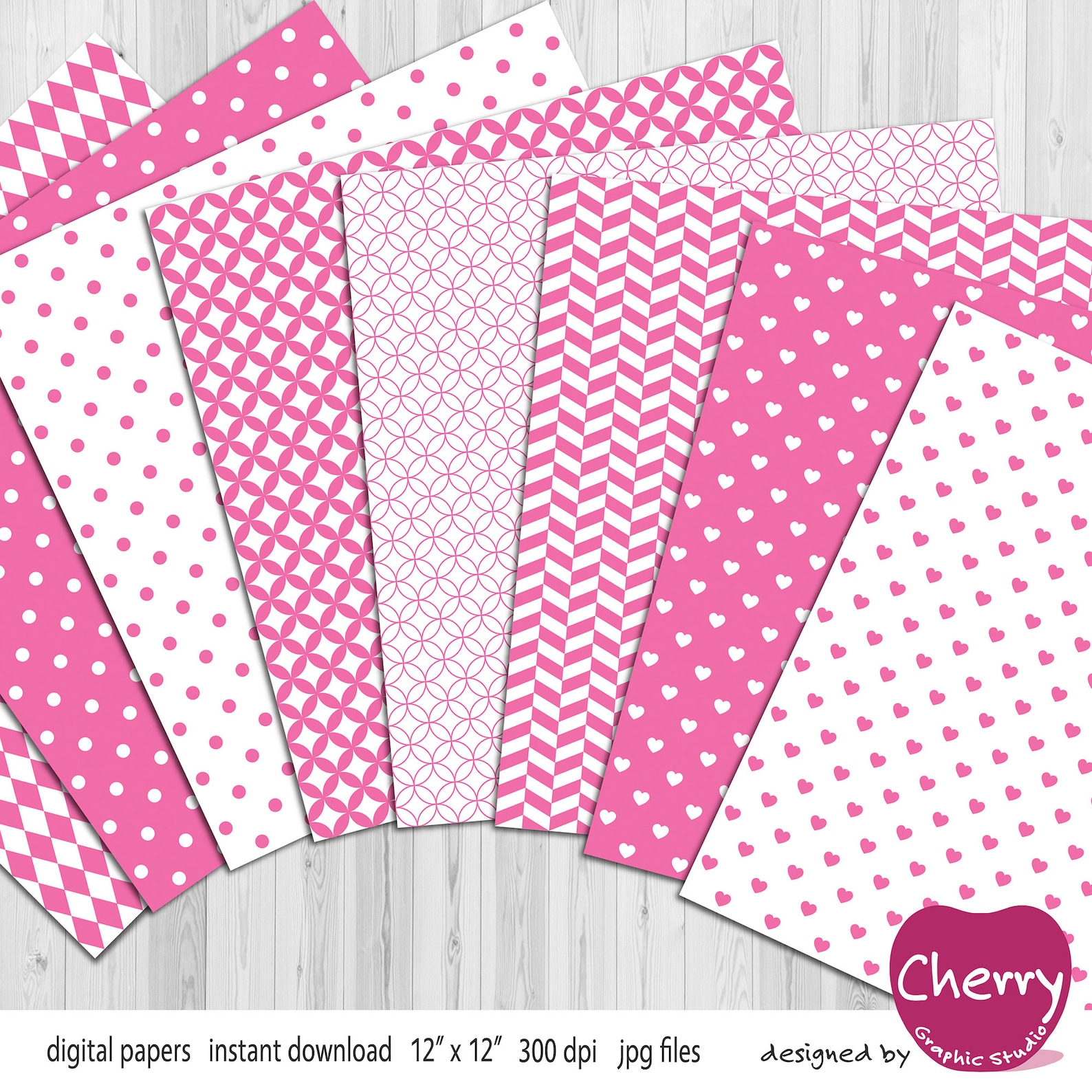 Pink and White Digital Paper, Pink Pattern, Pink Digital Paper Pack ...