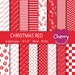 Christmas Red Digital Paper, Red and White Pattern, Christmas ...
