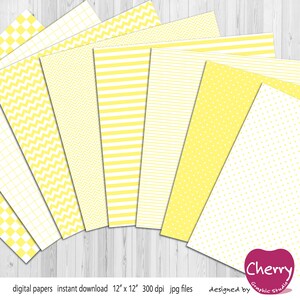 Light Yellow and White Digital Paper, Yellow Pattern, Yellow Digital ...