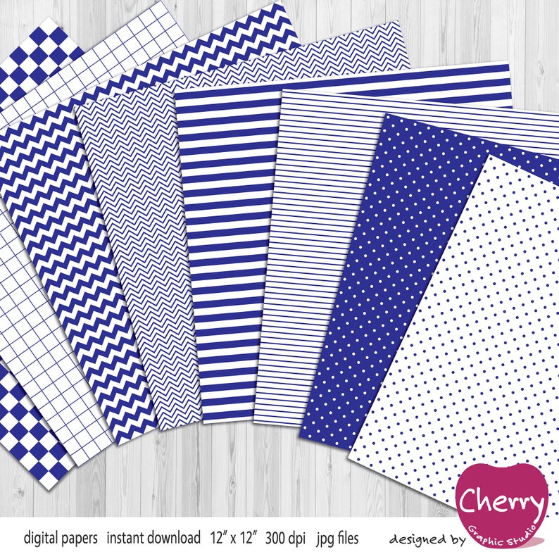 Royal Blue and White Digital Paper Royal Blue Pattern Blue | Etsy