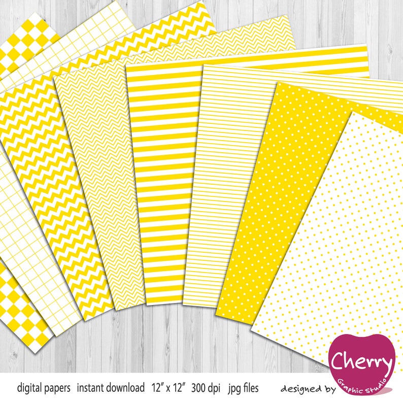 Golden Yellow and White Digital Paper, Yellow Pattern, Yellow Digital ...