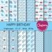 Happy Birthday Digital Paper, Blue Birthday Digital Paper, Happy ...