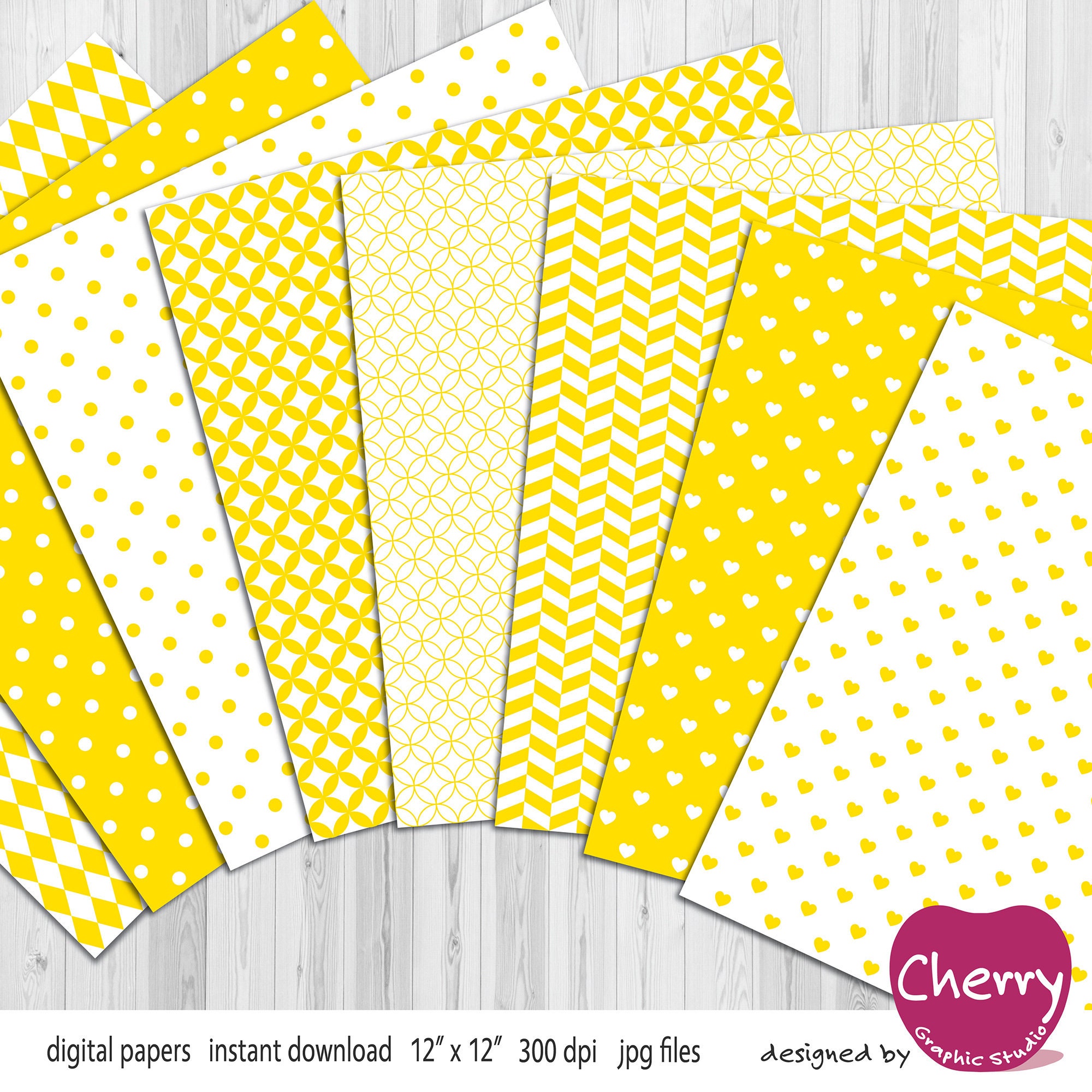 Golden Yellow and White Digital Paper, Yellow Pattern, Yellow Digital ...