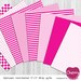 Hot Pink and White Digital Paper, Hot Pink Pattern, Pink Digital Paper ...
