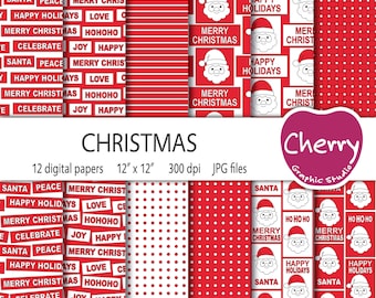 Christmas Digital Paper Scrapbooking Wrapping Paper - Etsy