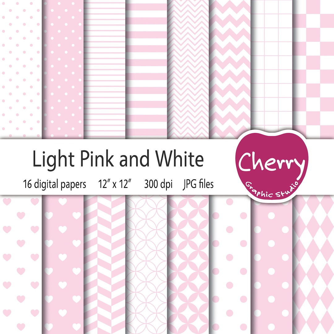 Light Pink and White Digital Paper, Light Pink Pattern, Pink Digital ...