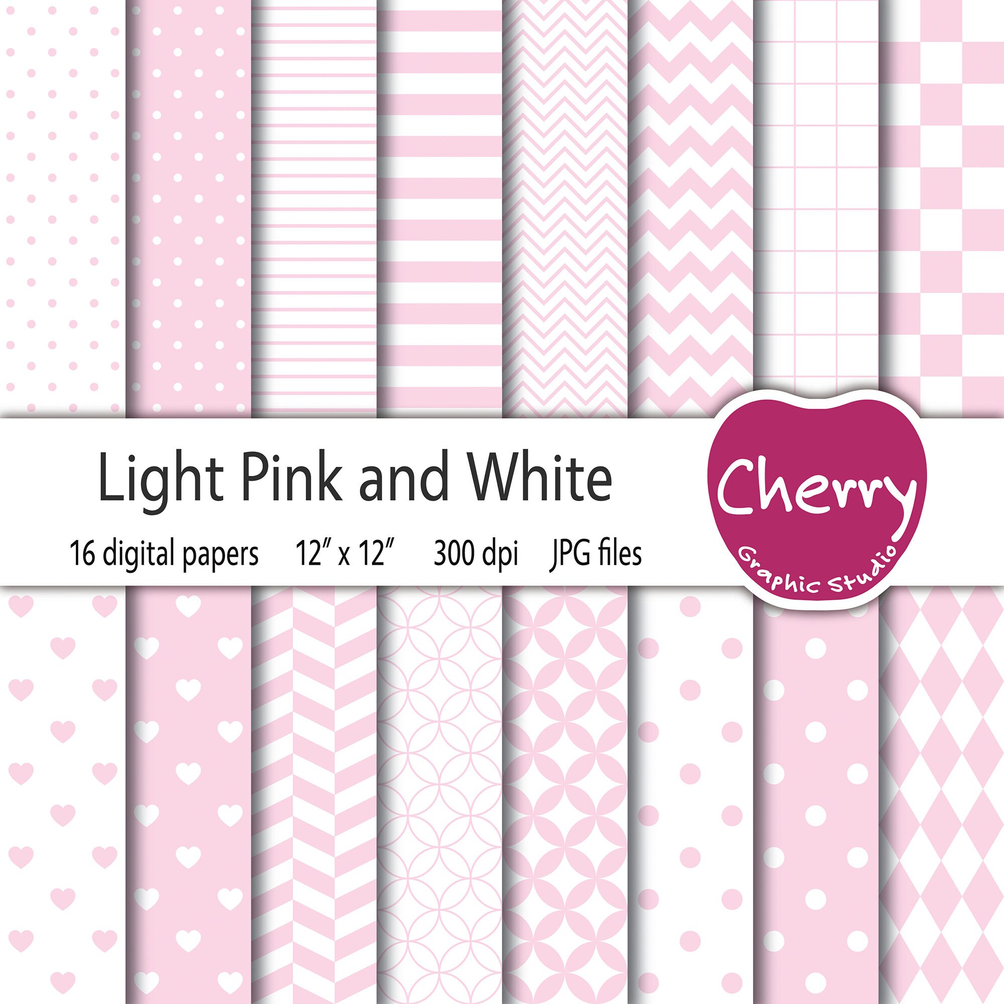 Light Pink and White Digital Paper, Light Pink Pattern, Pink Digital ...