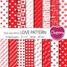 Red and White Love Digital Paper, Love Pattern, Love & Heart Paper Pack ...
