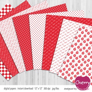 Christmas Red Digital Paper, Red and White Pattern, Christmas ...
