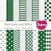 Dark Green and White Digital Paper, Dark Green Pattern, Green Paper ...