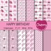 Happy Birthday Digital Paper, Pink Birthday Digital Paper, Happy ...