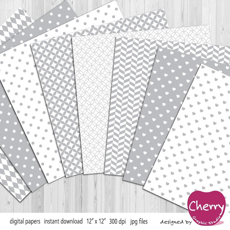 Gray and White Digital Paper, Gray and White Pattern, Gray Digital ...