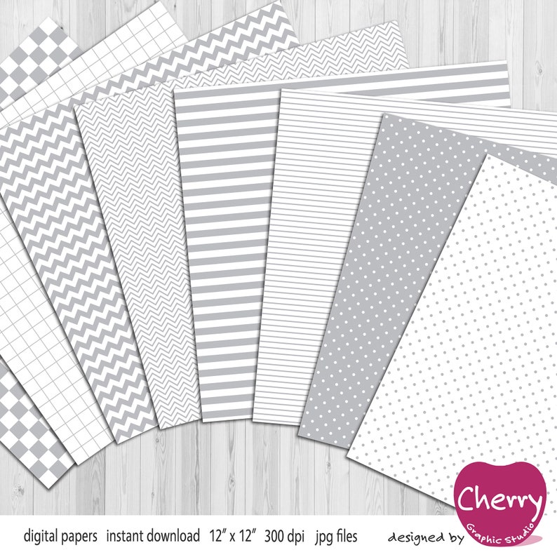 Gray and White Digital Paper, Gray and White Pattern, Gray Digital ...