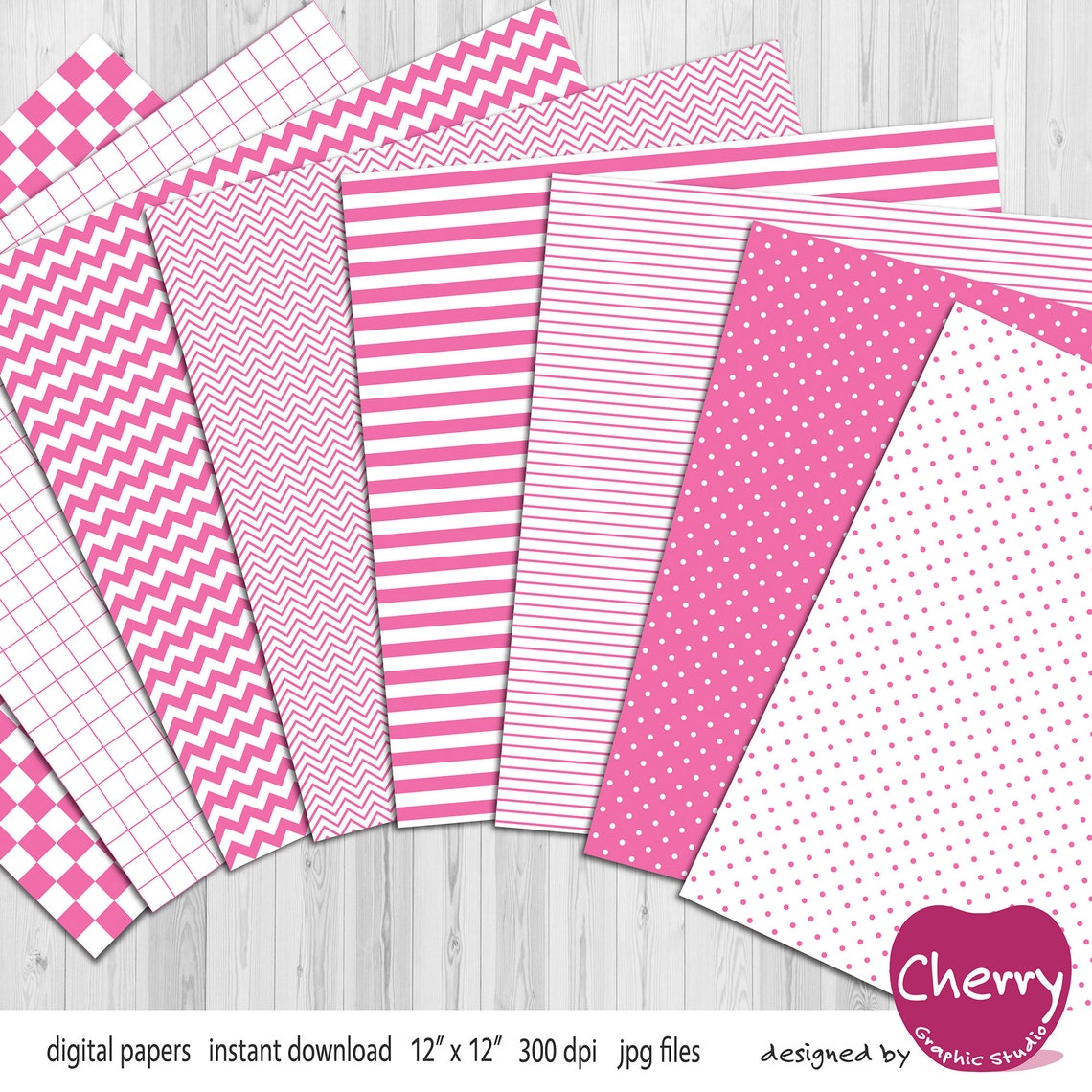 Pink and White Digital Paper, Pink Pattern, Pink Digital Paper Pack ...