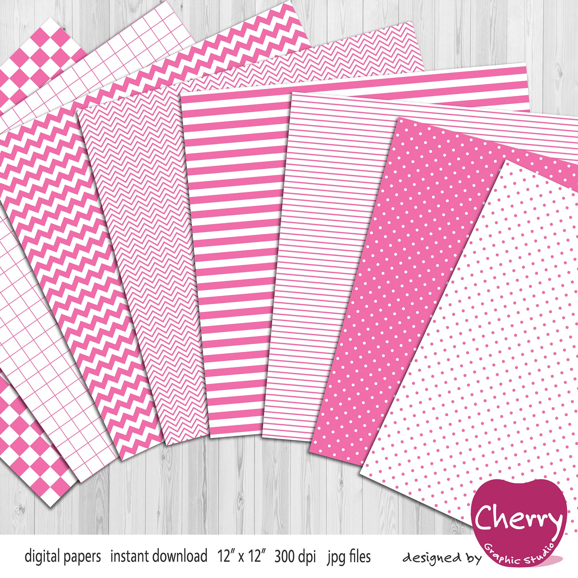 Pink and White Digital Paper, Pink Pattern, Pink Digital Paper Pack ...