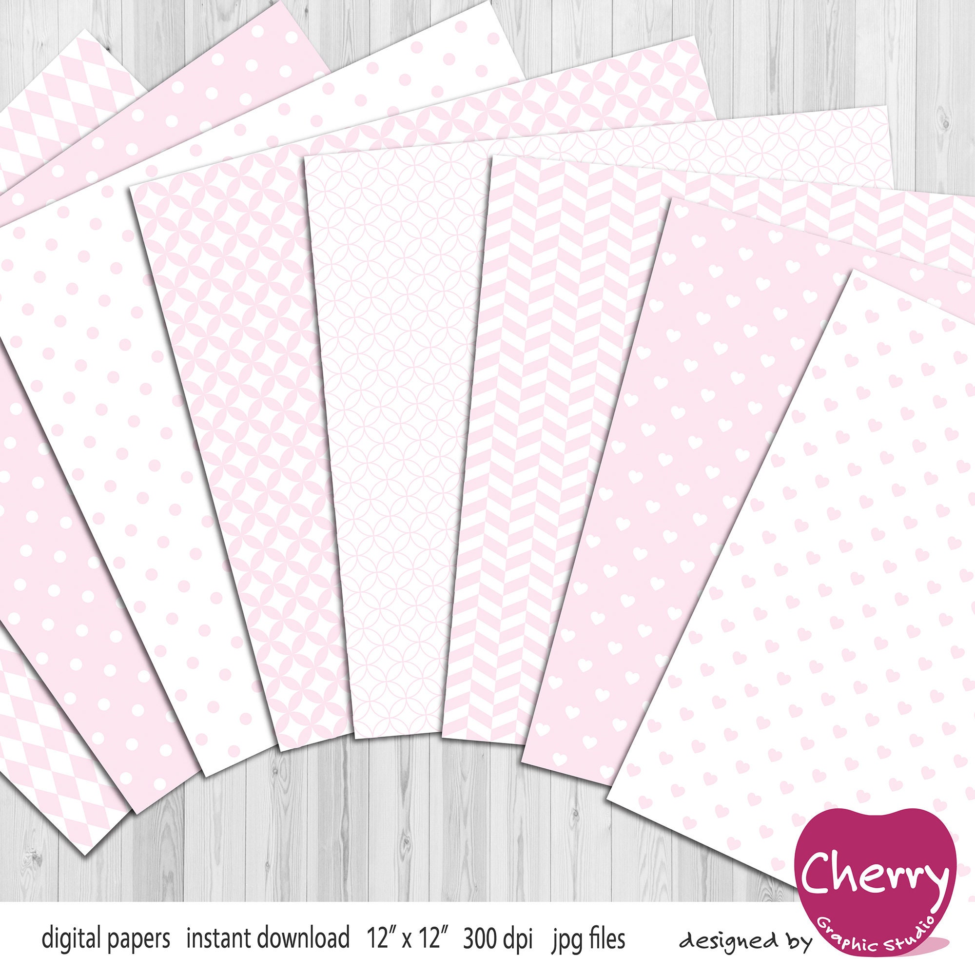 Baby Pink and White Digital Paper, Baby Pink Pattern, Pink Digital ...