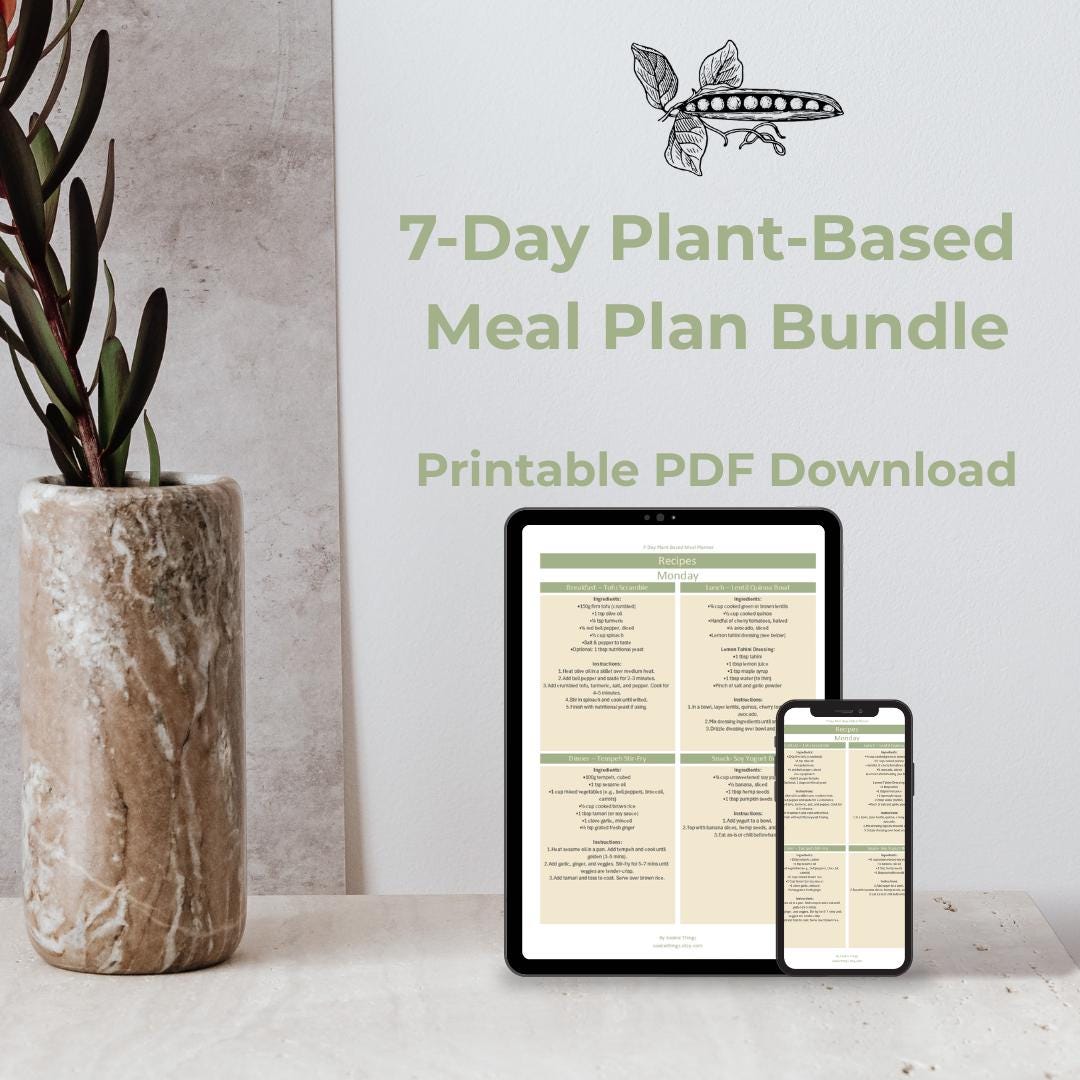 7-day Plant-based Meal Plan Bundle | 28 Easy Vegan Recipes + Grocery ...