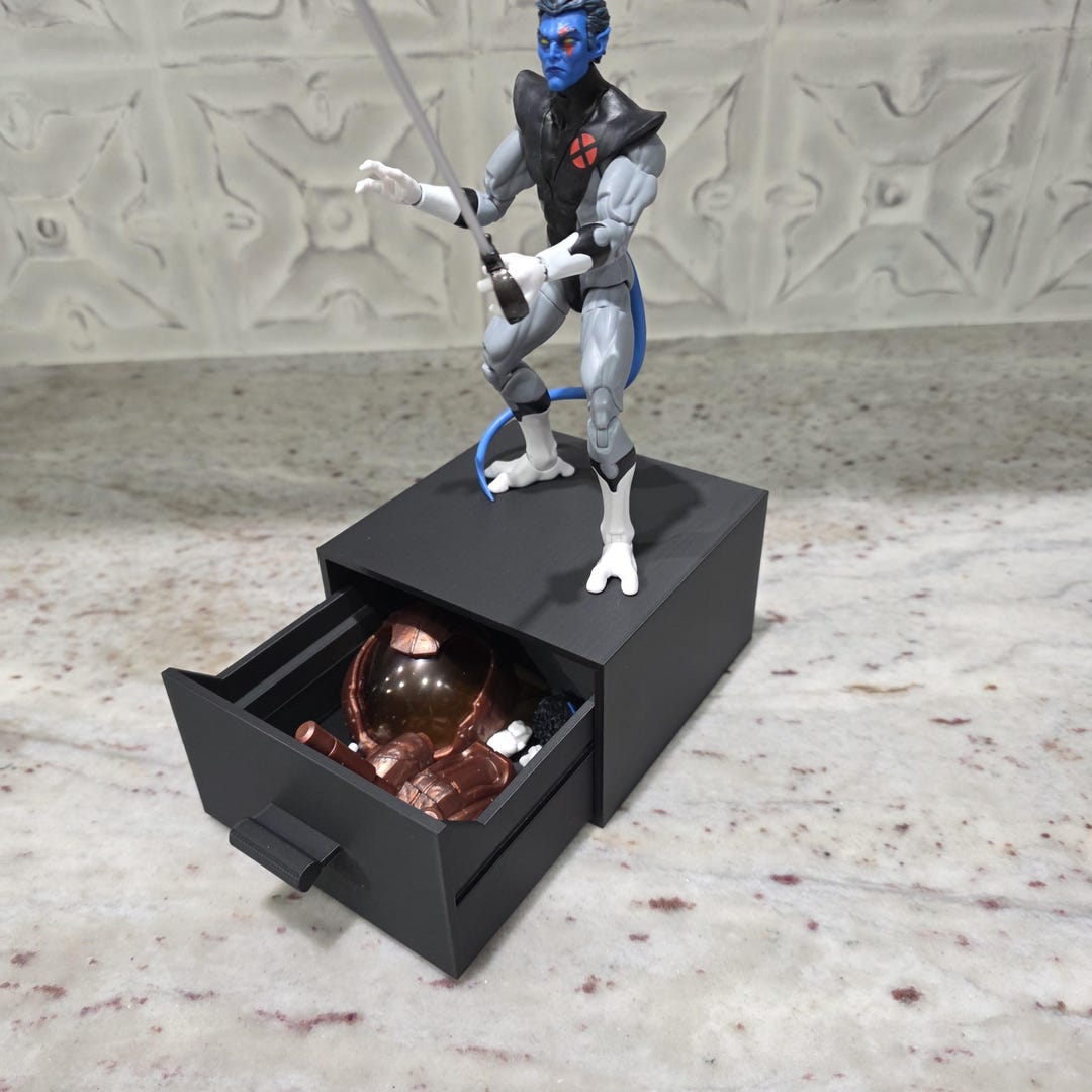 3D Printed Action Figure Display Stand With Storage Drawer: 4" X 4 ...