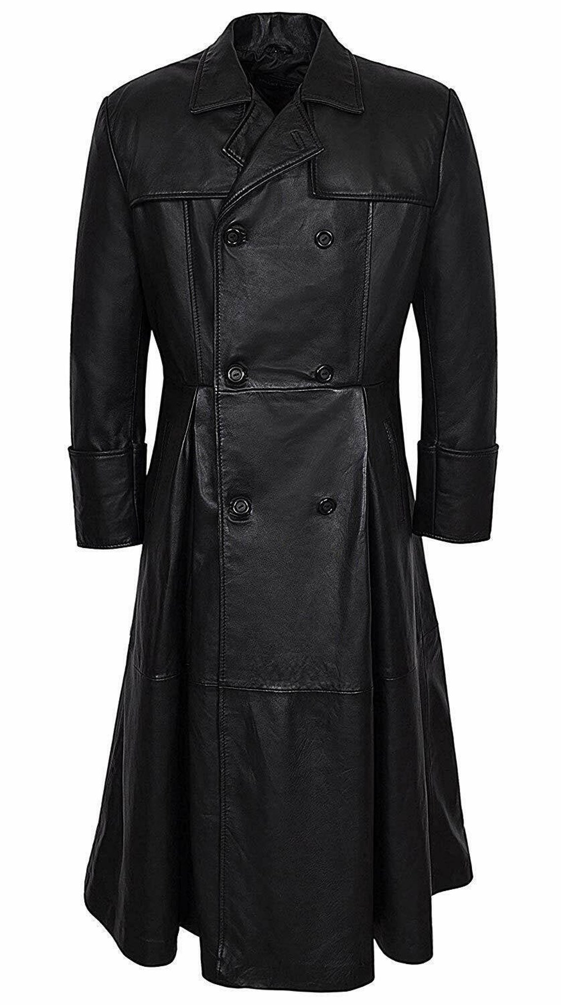 Long Leather Trench Coat Duster Steampunk Victorian Fantasy Style ...