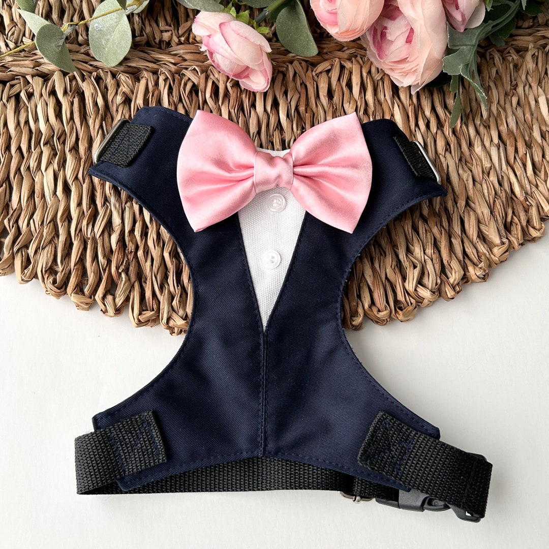 Dog Tuxedo Harness: Custom Wedding Attire With Satin Bow Tie - Etsy