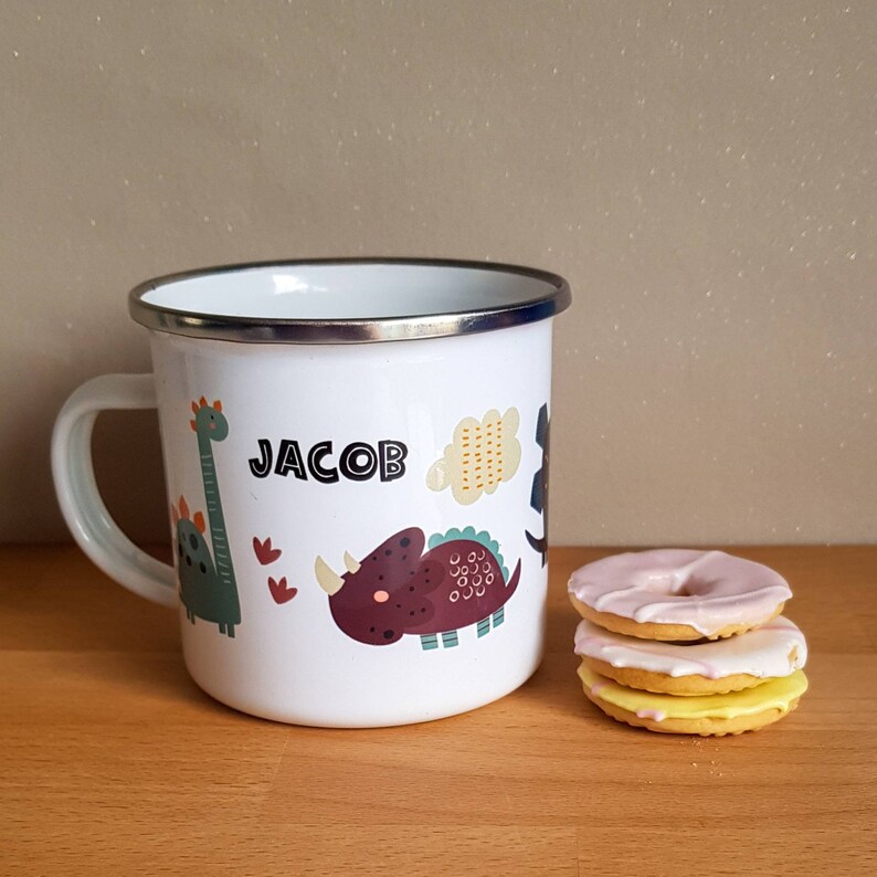 MUG Children's Enamel Metal Tin Cup PERSONALISED | Etsy