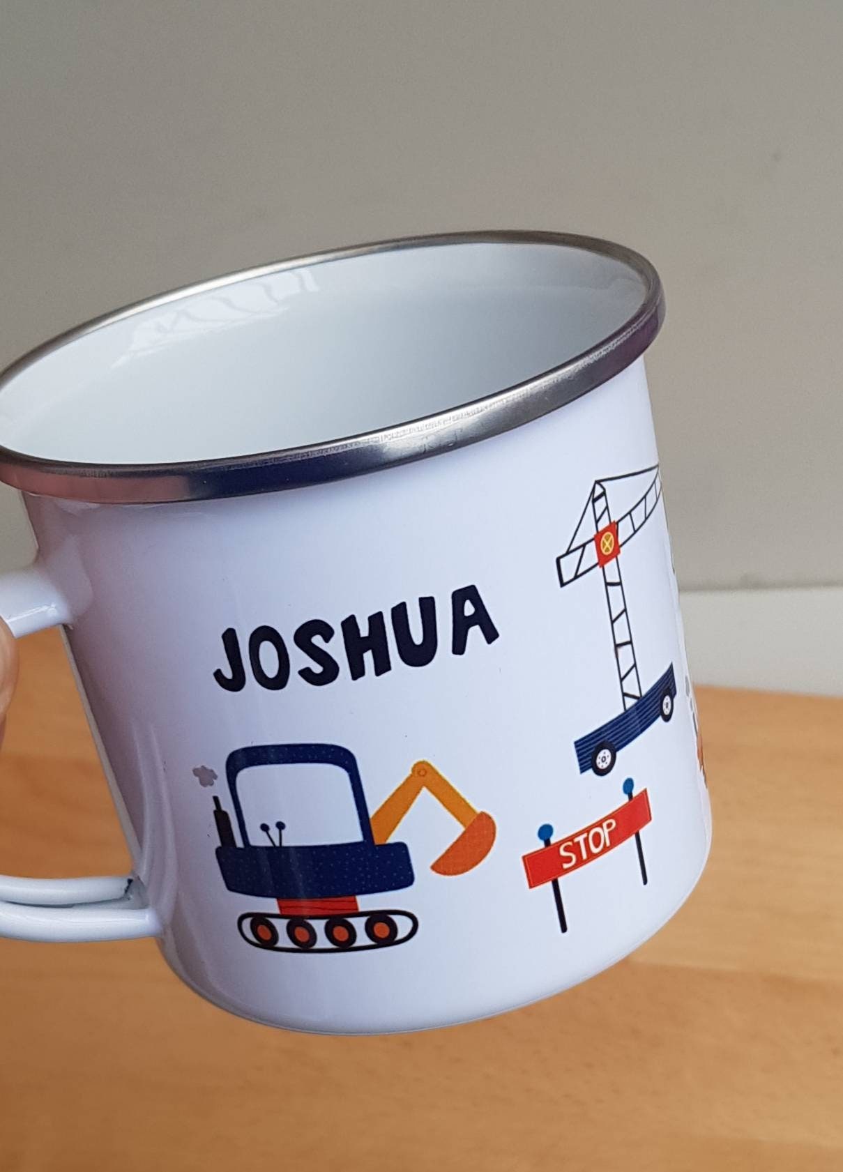 MUG Diggers and Trucks Children's Enamel Metal Tin Cup - Etsy UK